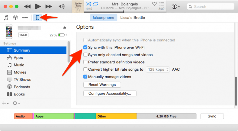 How To Sync Your iPhone With iTunes Wirelessly With Wi-Fi
