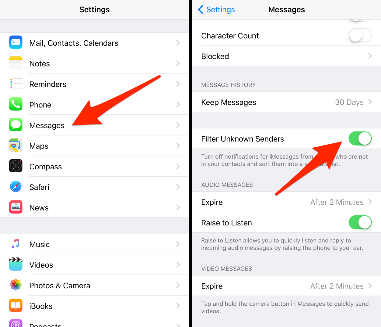Block Text Messages From Unknown Senders Spam On IPhone