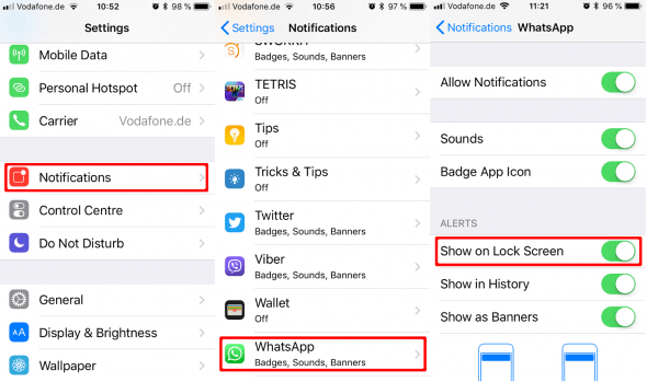 Hide Content of Messages on Lock Screen