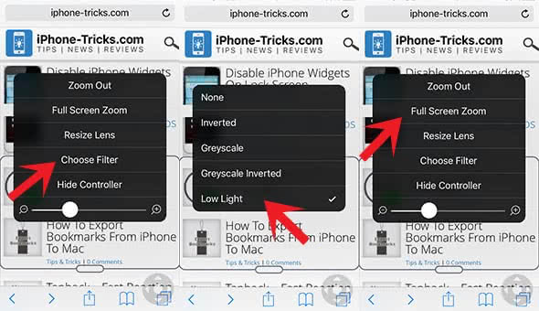 Dim iPhone Display With “Low Light” Filter