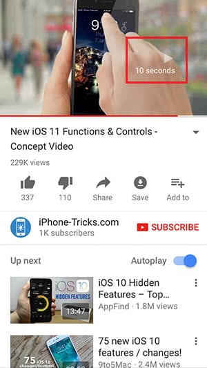 YouTube: 10 Seconds Jumps To Go Back And Forward