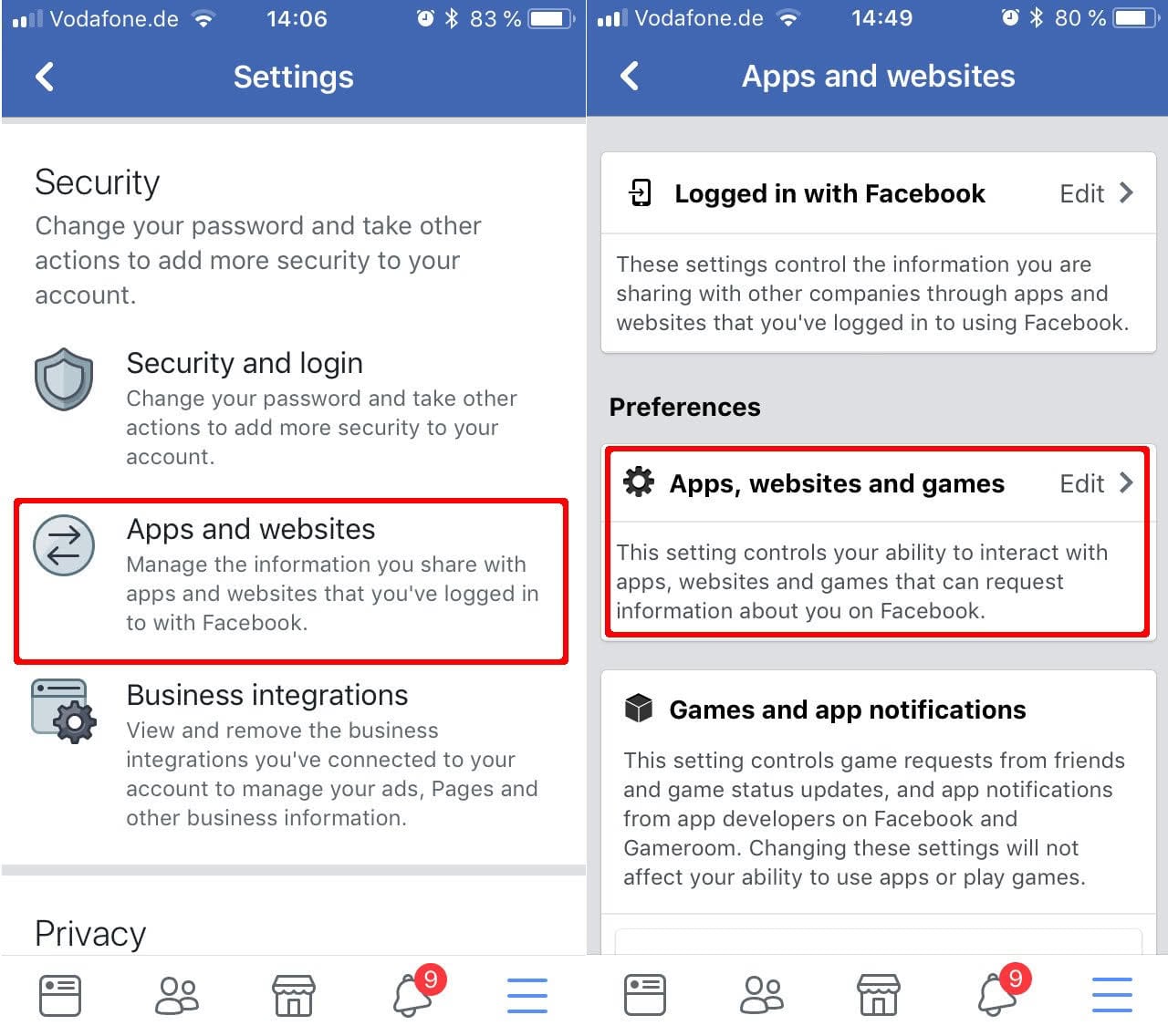 Facebook App - Check Privacy Settings on iPhone